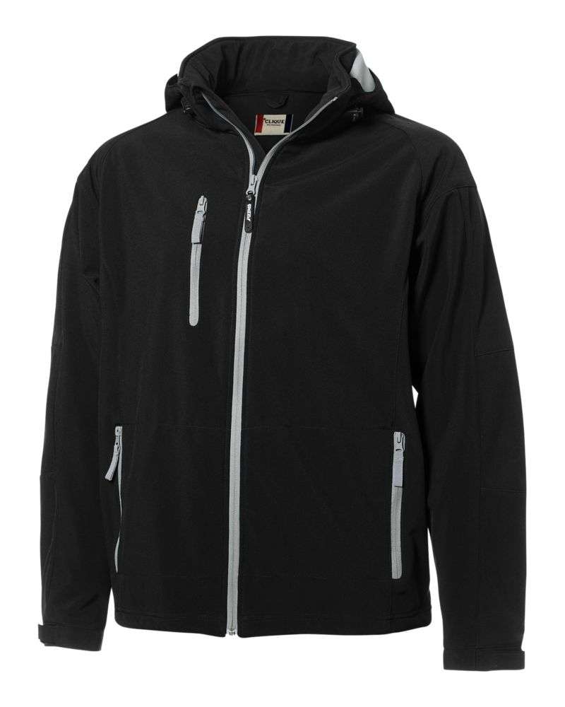 Clique Serac Stretch Softshell Hooded Full Zip Mens Jacket In Best Price